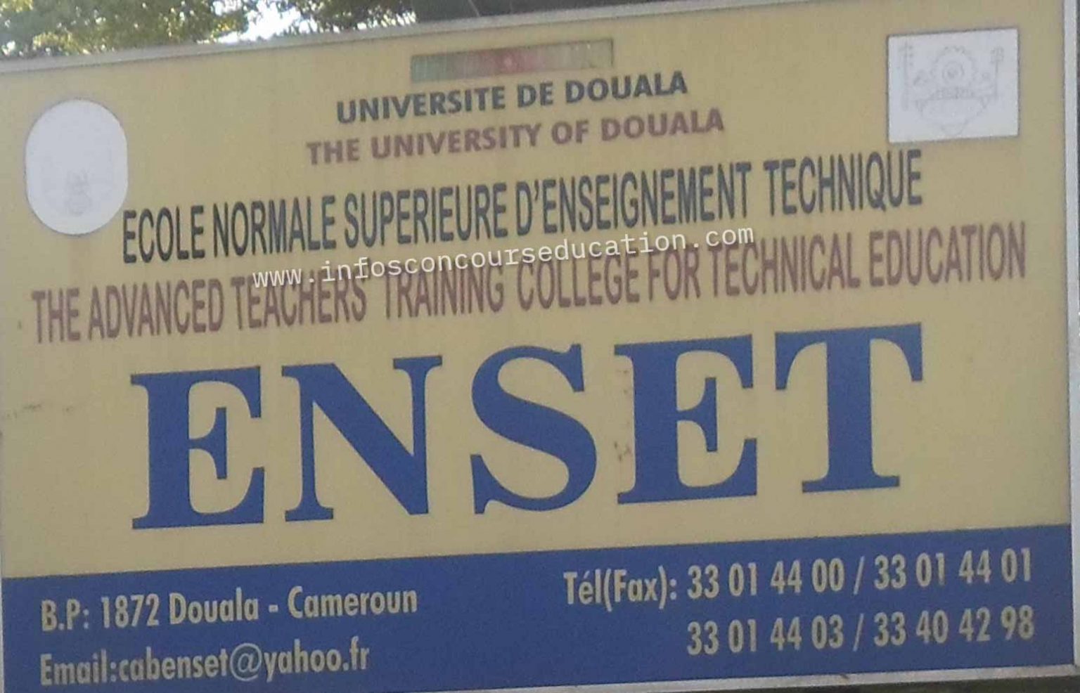Concours Enset douala 2025 Auditeurs libres