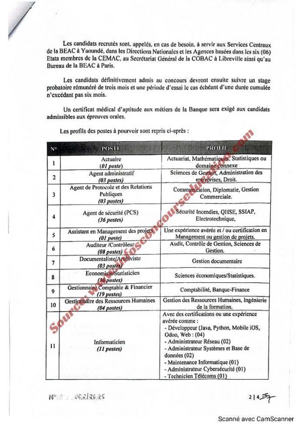 Concours BEAC 2025 (agents d'encadrement moyen (AEM))